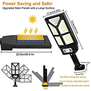 Totexil Solar Street Light, 2 Pack 196 Led Wireless Remote Control Solar Outdoor Lights, IP65 Waterproof Motion Sensor Security Solar Flood Lights with 3 Modes for Garden Street Patio Deck Garage Path