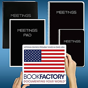 BookFactory Meeting Notebook/Meeting Book for Work- Black 120 Pages (Ruled Format), 8.5in x 11in, Wire-O Bound (MTG-120-7CW-A-(Meetings-K)-MX)