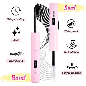 Cluster Lashes Glue for Eyelash Extensions Individual Bond and Seal Lashes Glue Strong Hold 72 Hours Eyelashes Glue Waterproof Clump-Resistant Lash Glue Mascara