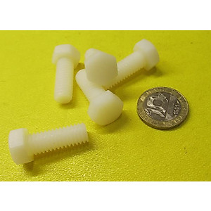Natural Nylon Hex Head Bolts FT 3/8"-16 Thread x 1.00" Long 50 pcs