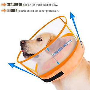 Inflatable Dog Cone Collar for Large Medium Small Dogs, Soft Dog Donut Collar Adjustable Recovery Cone for Pets After Surgery, Extra Enhanced Anti-Licking Guard Shield for Pets (X-Large, Orange)