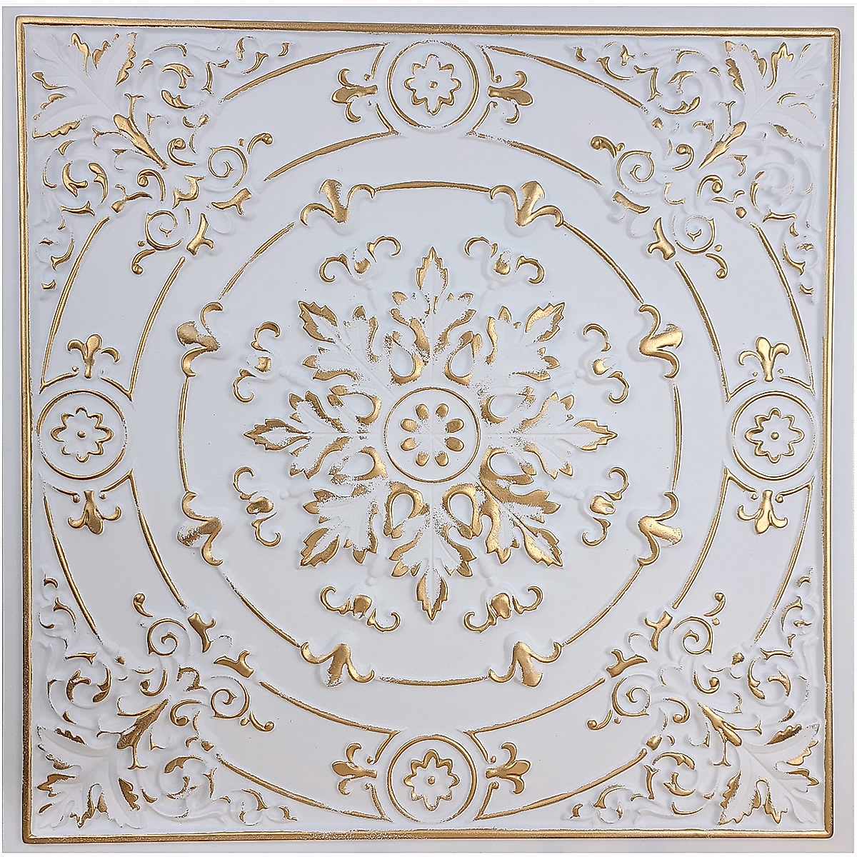 TD18 Arctic Sun Faux Tin Glue up, Drop in Ceiling Tile , Pack of 10 2'X2' Tiles. Covers 40 sq.ft. Easy to Install, Great for DIY Projects, Ideal for Restaurants, Beauty Salons Ceilings