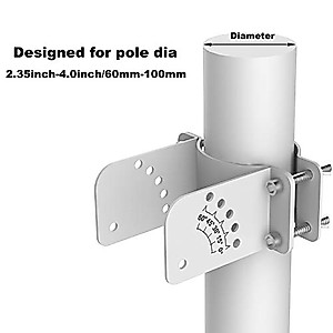 Adjustable Pole Mounting Bracket Rack Kit for 50W Solar Panel - Fit Pole Dia 2.35 - 4.0 Inch / 60mm - 100mm