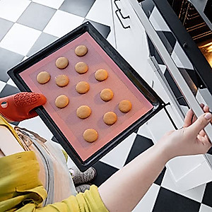 Perforated Baking Mats, 2 PCS Pink Eclair Silicone Mat for Half Sheet, Non-Stick Reusable Oven Liners for Making Bread/Pizza/Pastry/Cookie 11 5/8" x 16 1/2", Sakura Pink