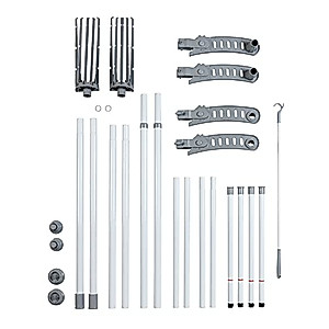 WENKO Herkules Flex Garment Rack, Rail, Adjustable, Tension Rod, Heavy Duty, for Hanging Clothes, Storage, Organizer, with Shelves, 14.2 x 74.8 x 118.1 inch, White