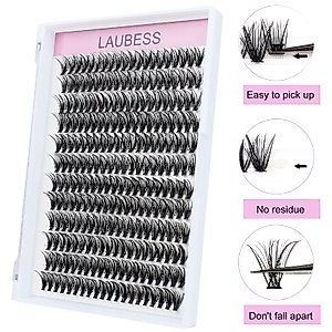 Cluster Lashes 240pcs 40D DIY Eyelash Extension D Curl Long Individual Lashes Mixed Tray Faux Mink Lash Clusters Extensions 0.07 0.10 Black (40D-0.07D-9-16mm)