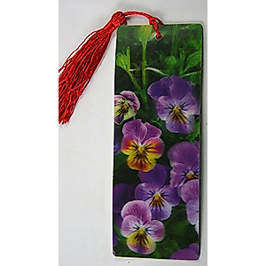3 Bookmarks - 3D Lenticular - Colorful Flowers with Red Tassle