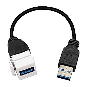 Poyiccot USB 3.0 Keystone Jack Cable, USB 3.0 A Male to USB 3.0 Keystone Jack Female M/F Pigtail Extension Keystone-to-Cable for Wall Plate Connectors Adapter Convertor Cable