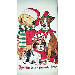 Mary Lake Thompson Christmas Rescue Dogs Kitchen Dish Towel