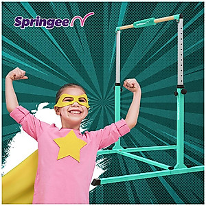 Springee Adjustable Height Team Gymnastics Bar - Gymnastics Equipment for Home - Kip Bar (Teal)