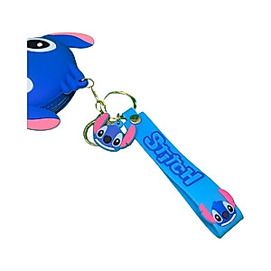 Lilo and Stitch Blue Stitch Zipper Coin Change Purse Silicone Accessory Keychain