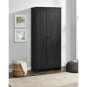 Ameriwood HOME SystemBuild Farmington 31.5 inch Wide Storage Cabinet, Black Oak