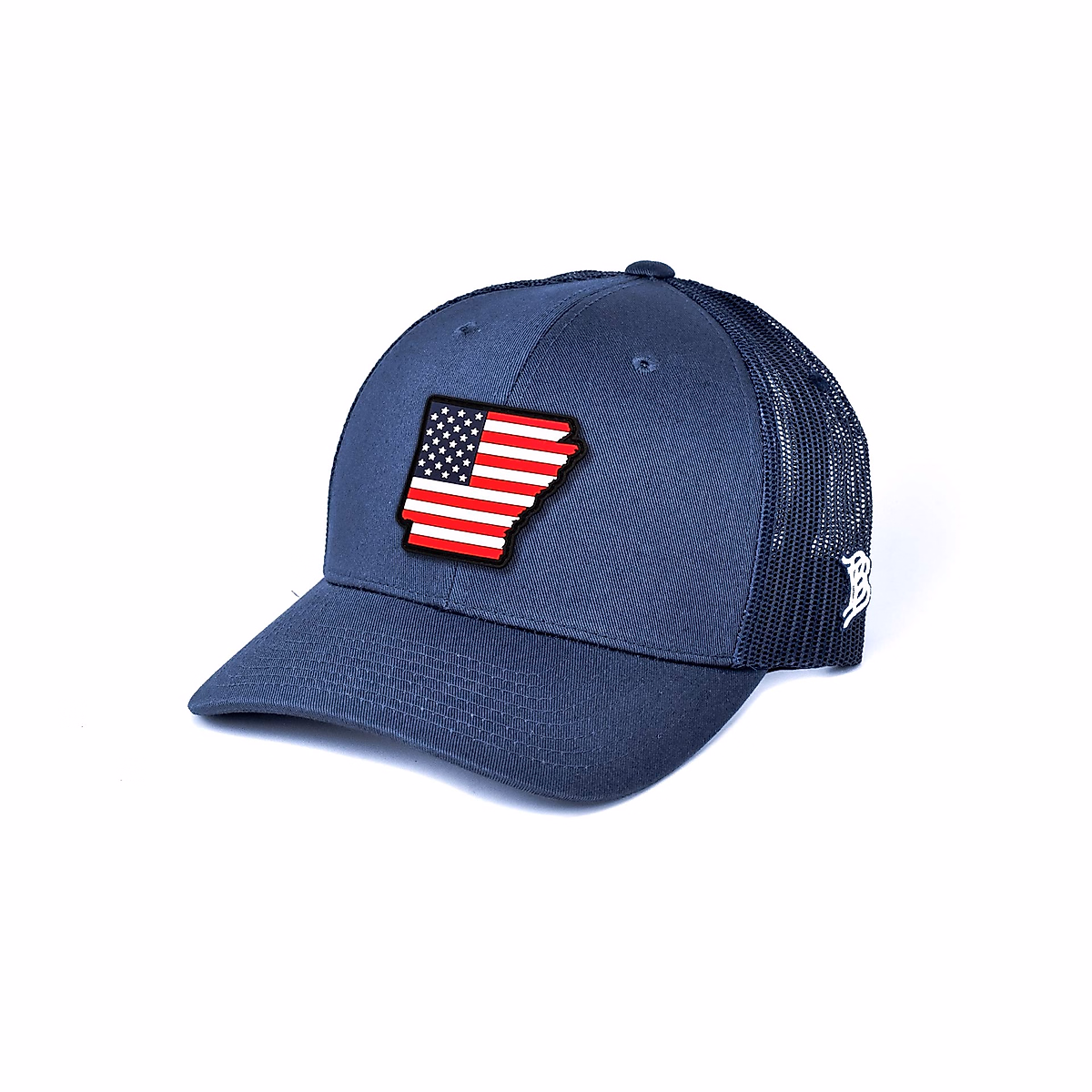Branded Bills Arkansas PVC Patriot Patch Hat Curved Trucker - One Size Fits All (Navy/Navy)