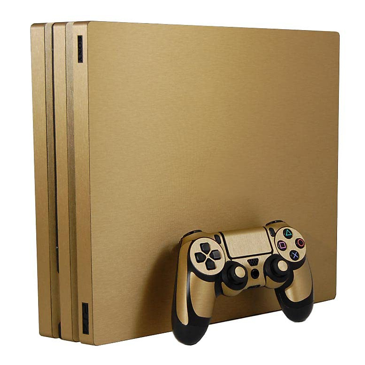 Brushed Gold Metal - Air Release Vinyl Decal Mod Skin Kit by System Skins - Compatible with PlayStation 4 Pro Console