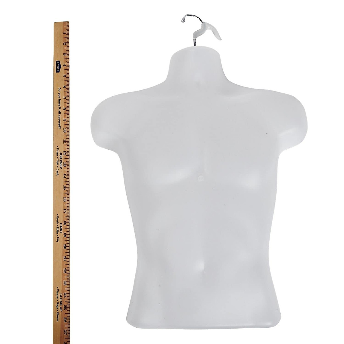 SSWBasics Male Molded Shatterproof Frosted Hanging Shirt Form with Hook - Fits Men's Sizes