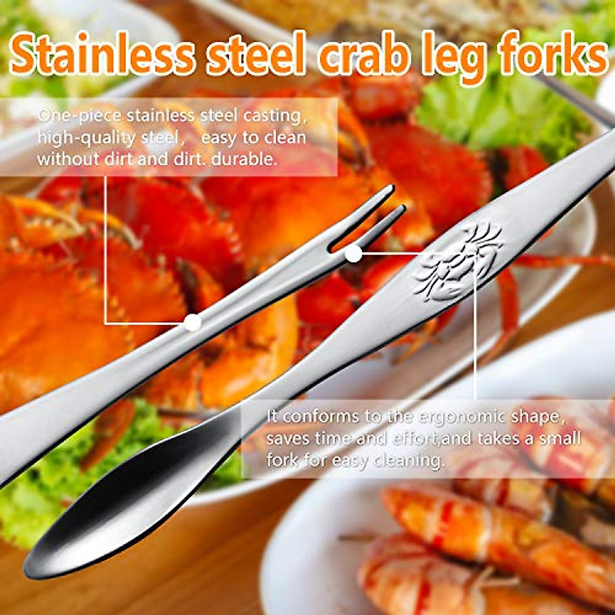 Crab Leg Crackers - Crab Crackers and Tools Set with Stainless Steel Seafood Utensils Crackers & Forks Cracker, Shellfish Crackers and Tools for Seafood Boil Party Supplies, Dishwasher Safe