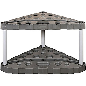 Rubbermaid Storage Shed 5x2 Feet, Sandalwood/Onyx Roof (FG5L1000SDONX), Sandstone & Corner Tool Rack, Tool Organizer, Broom Holder and Garden Tool Organizer