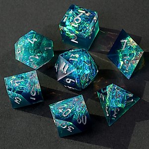 DND Dice Set Dungeon and Dragons Sharp Edge Dice Handmade Resin Polyhedral Dice RPG D20 Role Playing Gaming Dice for Party Games… (Style 5)