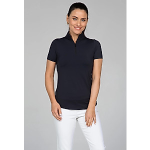 IBKUL Athleisure Wear Sun Protective UPF 50+ Icefil Cooling Short Sleeve Mock Neck Top - 87000 Candy Pink Solid L