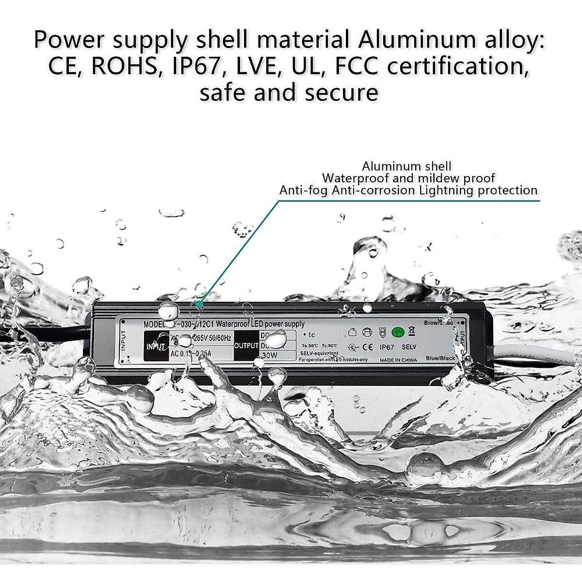 Cascada Luxury 16”x36” Music LED Shower Head with built-in Bluetooth Speakers, 4 functions (Rainfall, Waterfall, Mist Outlet & Side Rainfall) & Remote Control 64 Color Lights (Polished Gold)