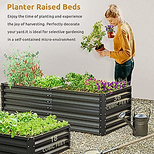 UDPATIO Galvanized Raised Garden Bed 6x3x1 FT, Outdoor Metal Planter Boxes for Planting Vegetables, Flowers, Herbs and Fruits, Gardening Deep Roof Planter Steel Kit, Dark Grey