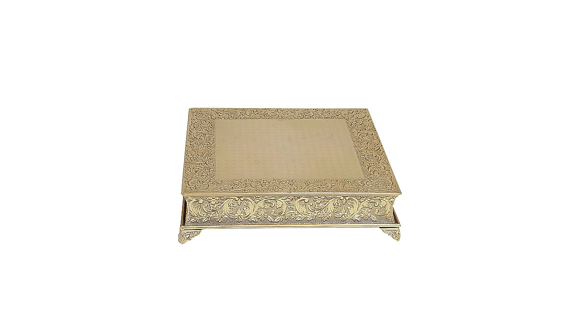 Elegant 22” Gold Square Cake Stand for Events