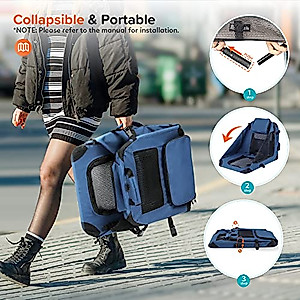 Reerooh Large Cat Carrier 24"x17"x17", Soft Dog Crate with 2 Bowls, Collapsible Travel Pet Carrier Bag for Cats Dogs Puppies Kittens (Navy)