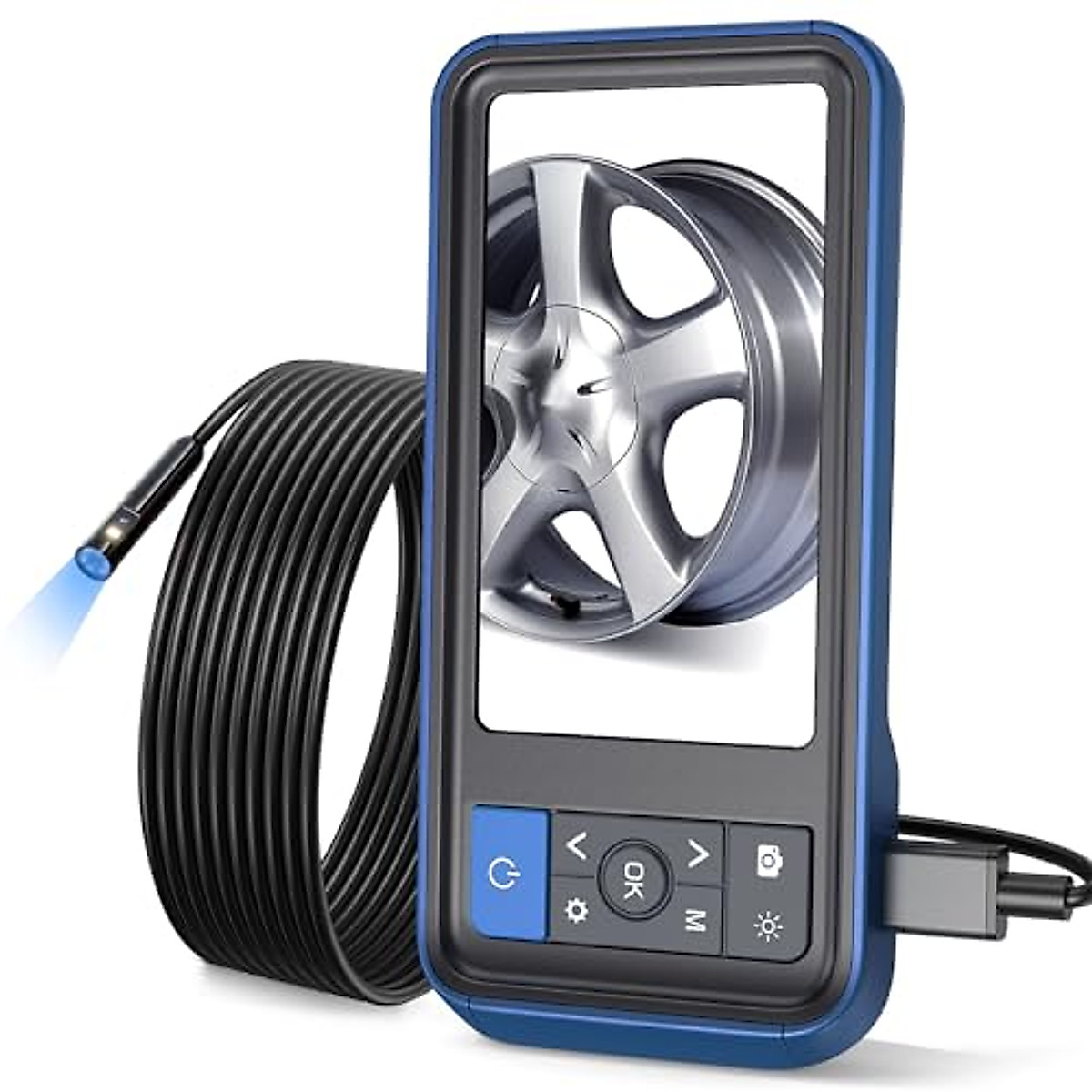 Dual Lens Borescope Inspection Camera with Light, Teslong Endoscope with IPS Screen, 1080P HD Waterproof Mechanic Scope Camera with Flexible Cable, Fiber Optic for Automotive/Sewer/Drain Pipe-16.5FT
