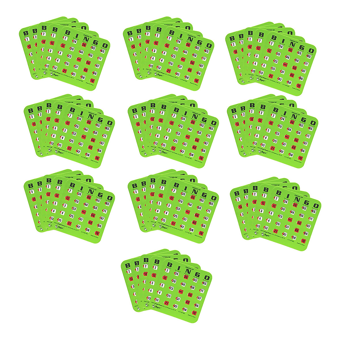 Regal Bingo Finger-Tip Shutter Bingo Cards with Sliding Windows - 50 Bingo Shutter Cards - Ideal for Family Fun Night - No Chips & Daubers Needed - Green
