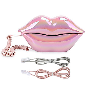 Corded Sexy Lip Telephone, Real Work Mouth Landline Phones, Wired Lip Phone for Decoration/Home/Office/Art Decor