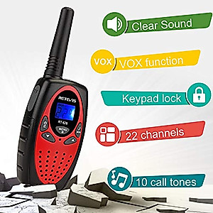 Retevis RT628 Walkie Talkies for Kids,Toys for 5-13 Year Old Boys Girls,Key Lock,Crystal Voice, Easy to Use,Long Range Walky Talky for Camping Hiking(Red,2 Pack)