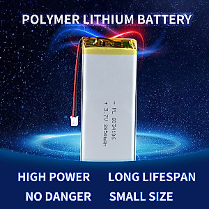 YTKavq 3.7v 2850mAh 6034106 Lithium Polymer Ion Battery Rechargeable Lipo Battery with PH 2.0mm Pitch Connector