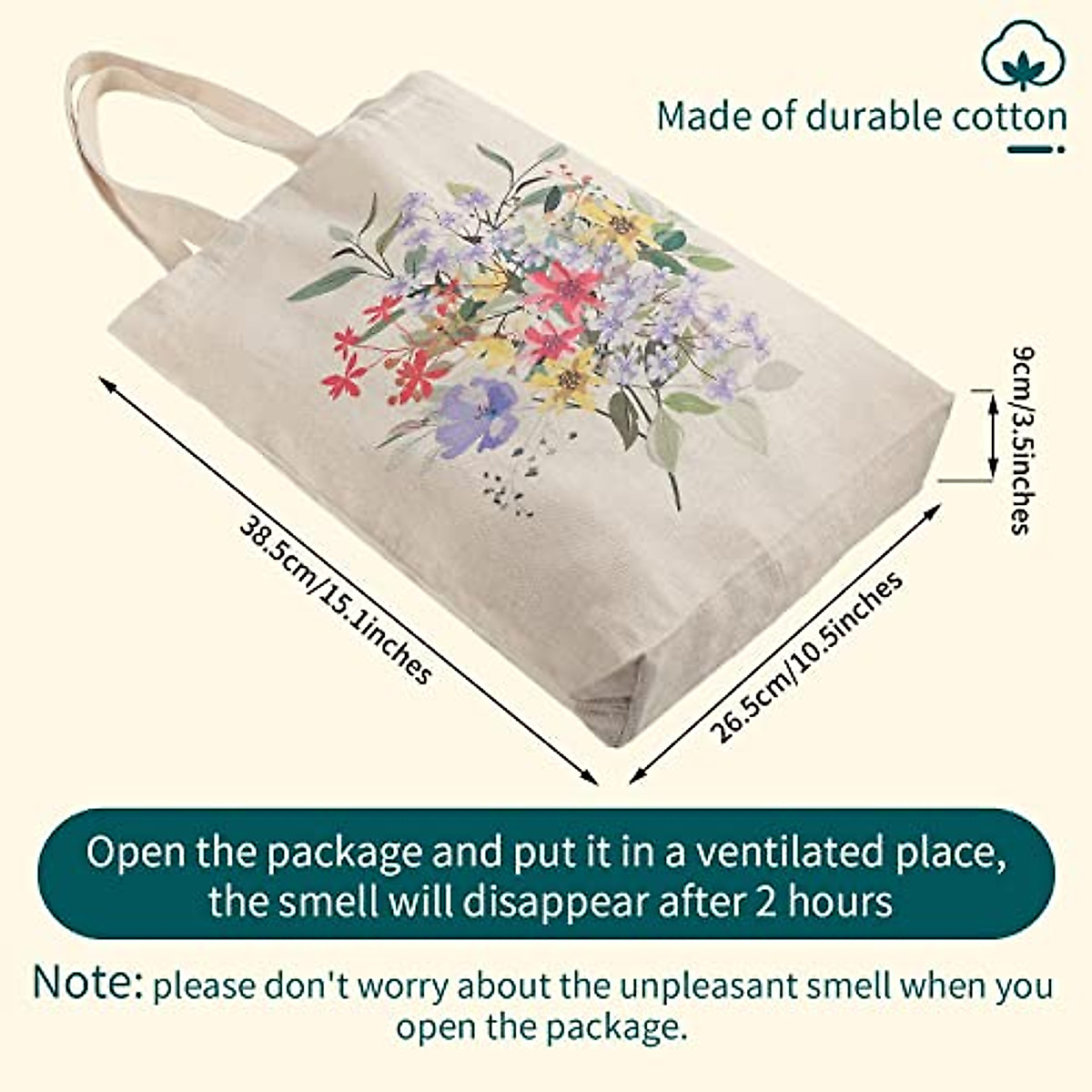 4 Pieces Reusable Tote Bags Canvas Tote Bags Canvas Reusable Shopping Bags Makeup Bags for Girls Women (Flower Style)