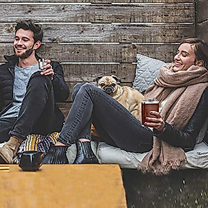 GENNISSY 304 18/8 Stainless Steel 8oz Flask - Brown Leather with 3 Cups and Funnel 100% Leak Proof