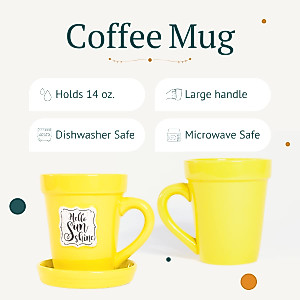 Divinity Boutique Yellow Flower Pot Mug - Hello Sunshine