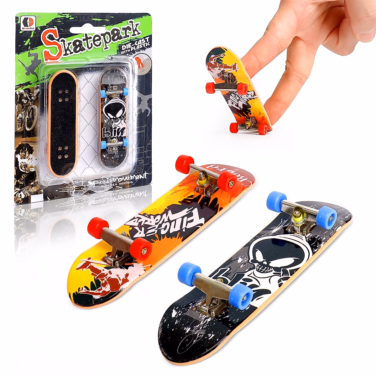 KETIEE 2 Kit Finger Skateboard for Kids Mini Skateboard Finger Boards Toys Gifts for Children Finger Skater Fingerboards Ultimate Sport Training Props Creative Fingertips Boards Mini Finger Toy