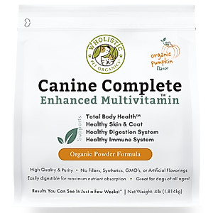 Wholistic Canine Complete with Organic Pumpkin for Dogs - 4 Lb - Dog Vitamins and Supplements with Pumpkin Powder for Digestion, Skin & Coat Health
