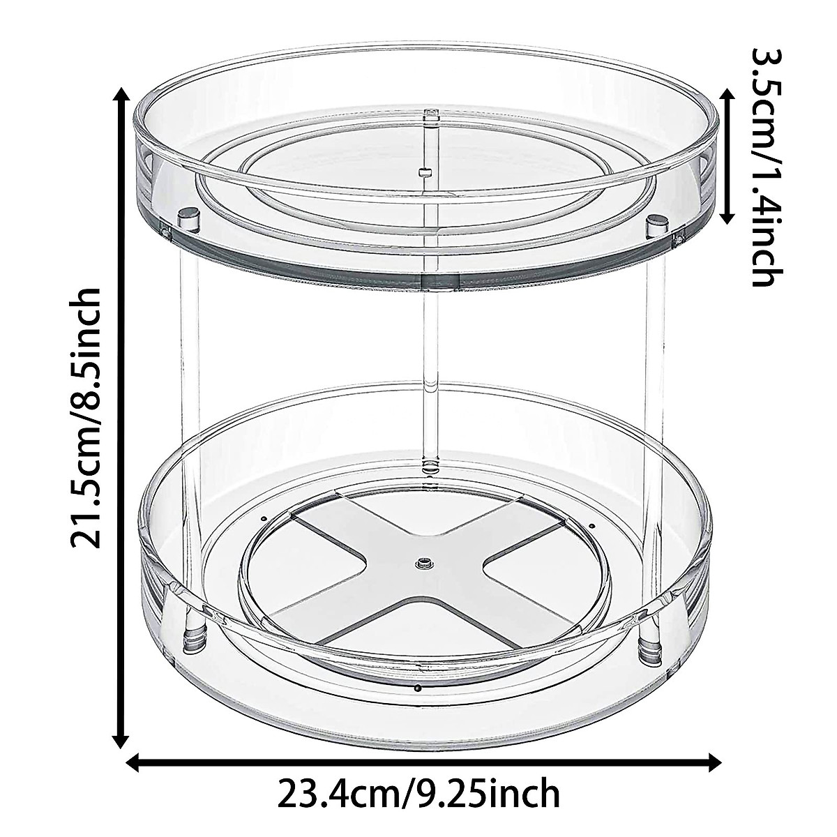 LUNKUIVY 2 Pack Lazy Susan Turntable, 2 Tier Lazy Susan Spice Rack Organizer 360 Degree Rotating Non-Skid for Kitchen Cabinet, Table, Pantry