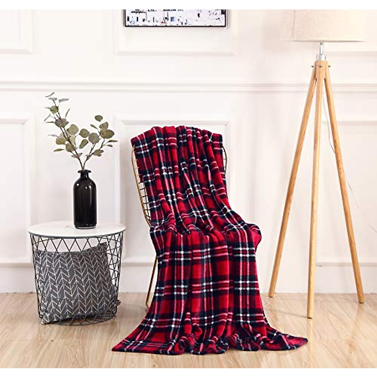 Valerian Luxury Velvet Super Soft Light Weight Blanket Prints Fleece Year Round Home Decor Fuzzy Warm and Cozy Throws, Couch and Gift, 50 x 60 inch, Plaid