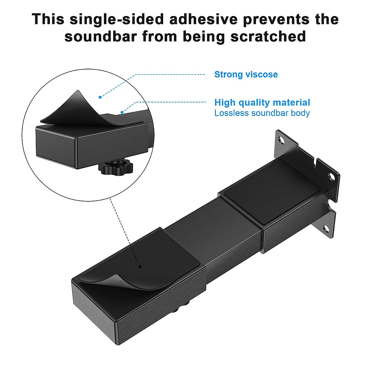 Adjustable Universal Soundbar Mount Bracket Shelf- Extends 4.92" to 7.09" Sound Bar Mount for Samsung, Onn, Roku, JBL, Vizio, Sony, Bose and More Brands, Soundbar Wall Mount Mounting Brackets Kit