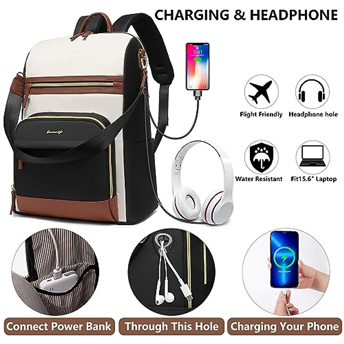 Laptop Backpack Women Travel Bag - 15.6 Inch Convertible Computer Backpack Purse for Women Fashion Nurse Work School Bags Waterproof Daypack Anti Theft Teacher Bookbag for Ladies College Business