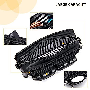 ACUARIO Small Crossbody Bags for Women-PU Leather Handbag Shoulder Strap Bags Purses (22165-Black)