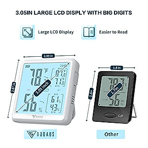 DOQAUS Digital Hygrometer Indoor Thermometer for Home, Room Thermometer with 3s Fast Refresh & Max Min Records, Temperature Humidity Monitor Meter with Touch LCD Backlight, USB Rechargeable