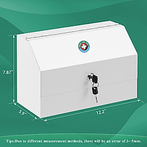 KYODOLED Wall Mount Medicine Lock Box, Drug Cabinet with Key, Large Capacity Secure Steel Prescription, First Aid Kit for Emergencies Home and School use, White, 12.2 * 5.9 * 7.87 inch