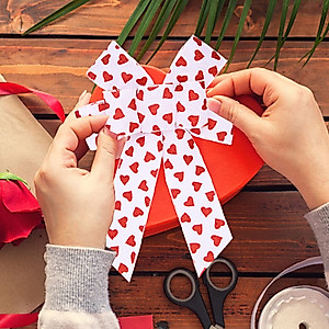 Gift Ribbon, Curling Ribbon Wired for Gift Wrapping, 2.5" 10 Yards Heart Pattern, Gift Wrap Ribbon for Bows Bridal Wedding Anniversary Ceremony Decorations