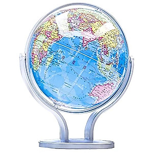 World Globe 360 Terrestrial World Globe Earth Ocean Map Geography Teaching Aids Educational Toy Home Office Ornament with Rotating Stand Easy to Read (Blue One Size) (Blu