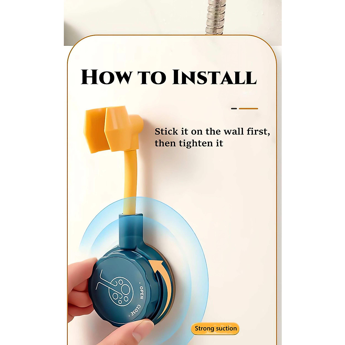 Adjustable Suction Cup Shower Head, Wall Mount Holder for Handheld Wand, Removable Handheld Showerhead