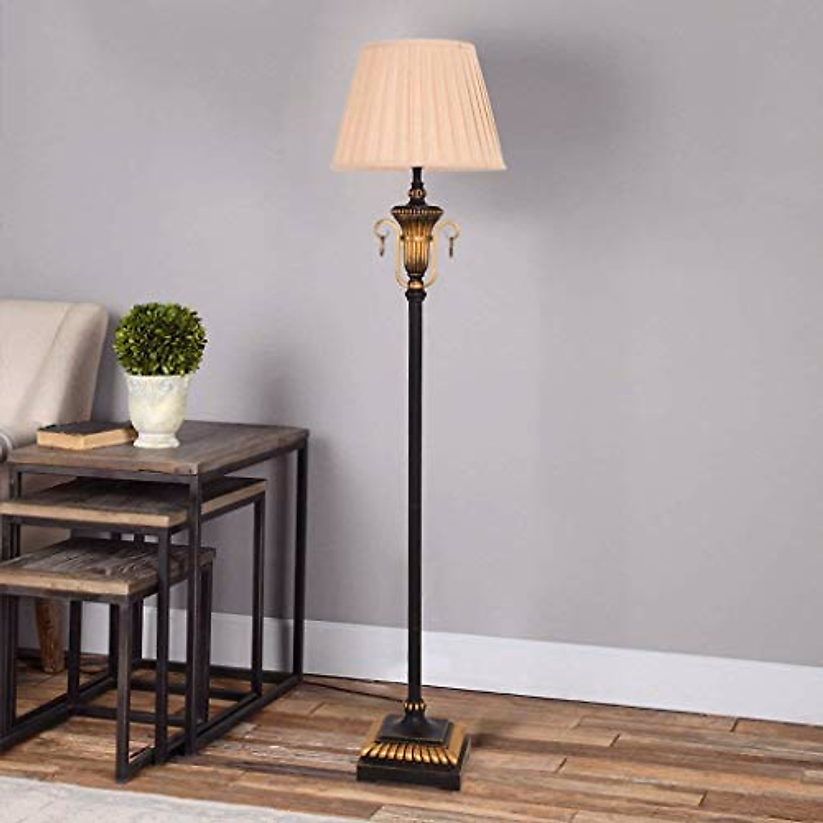 TANGIST Nordic Led Creative Iron Living Room Floor Lamp, Study Bedroom Light Simple Continental Retro Village Light Decorative Floor Lamp, Eye-Caring Vertical Floor Light Modern Style Home Decoration