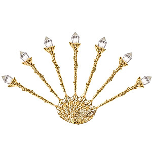 Covzoe 16 Pieces Retro Spoon, Crystal Alloy Coffee Spoons, Vintage Carved Decorative Gold Dessert Spoons for Cafe Bar, Tableware Home Office Party Supplies