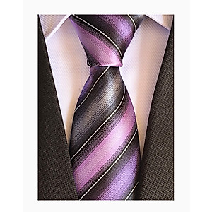 Kihatwin Men's Dark Purple Grey Woven Ties HANDMADE Luxury Suit Necktie Birthday Present